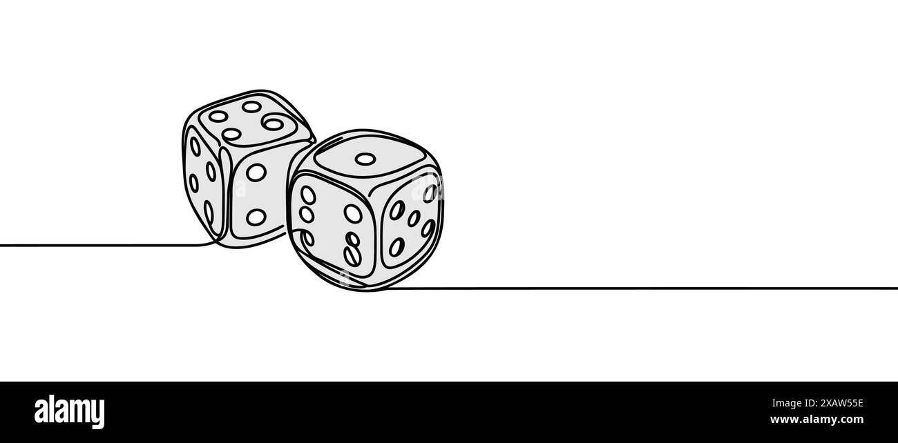 Two casino dices. Continuous one line drawing style. Vector ...