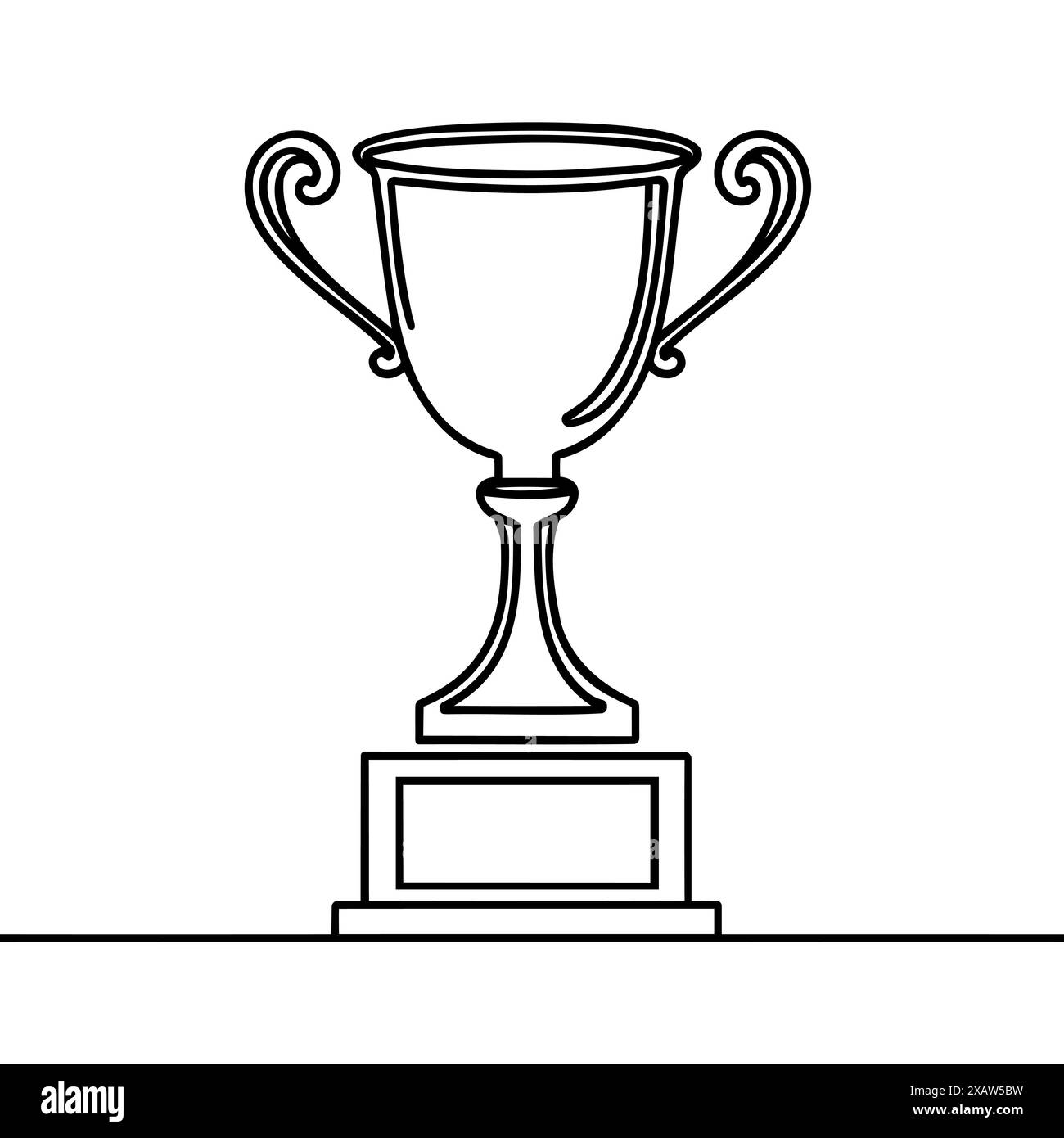 winner trophy one line drawing isolated on white background. Vector ...