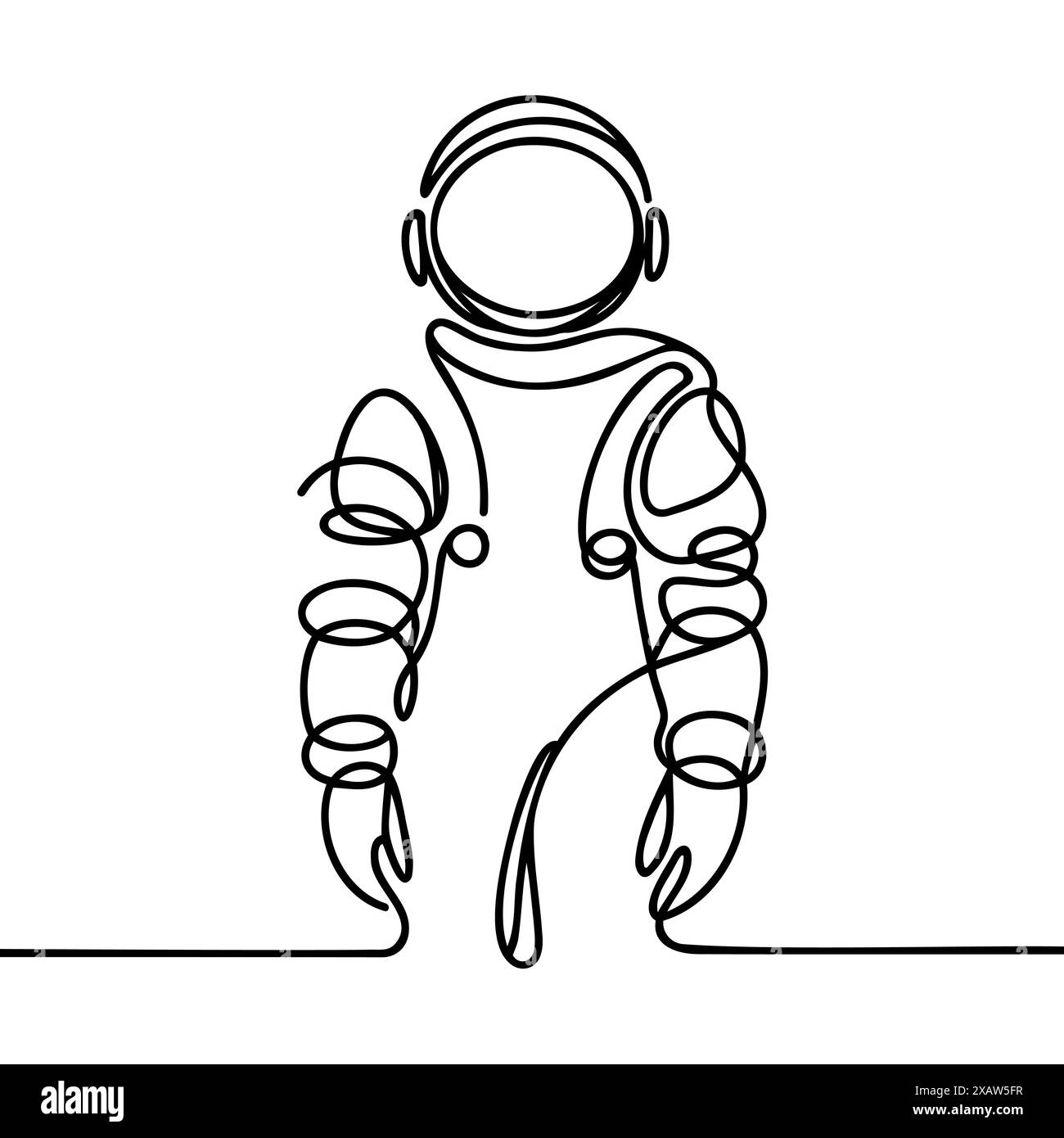 One continuous line drawing of a scientist astronaut. Astronaut space traveler concept Stock ...