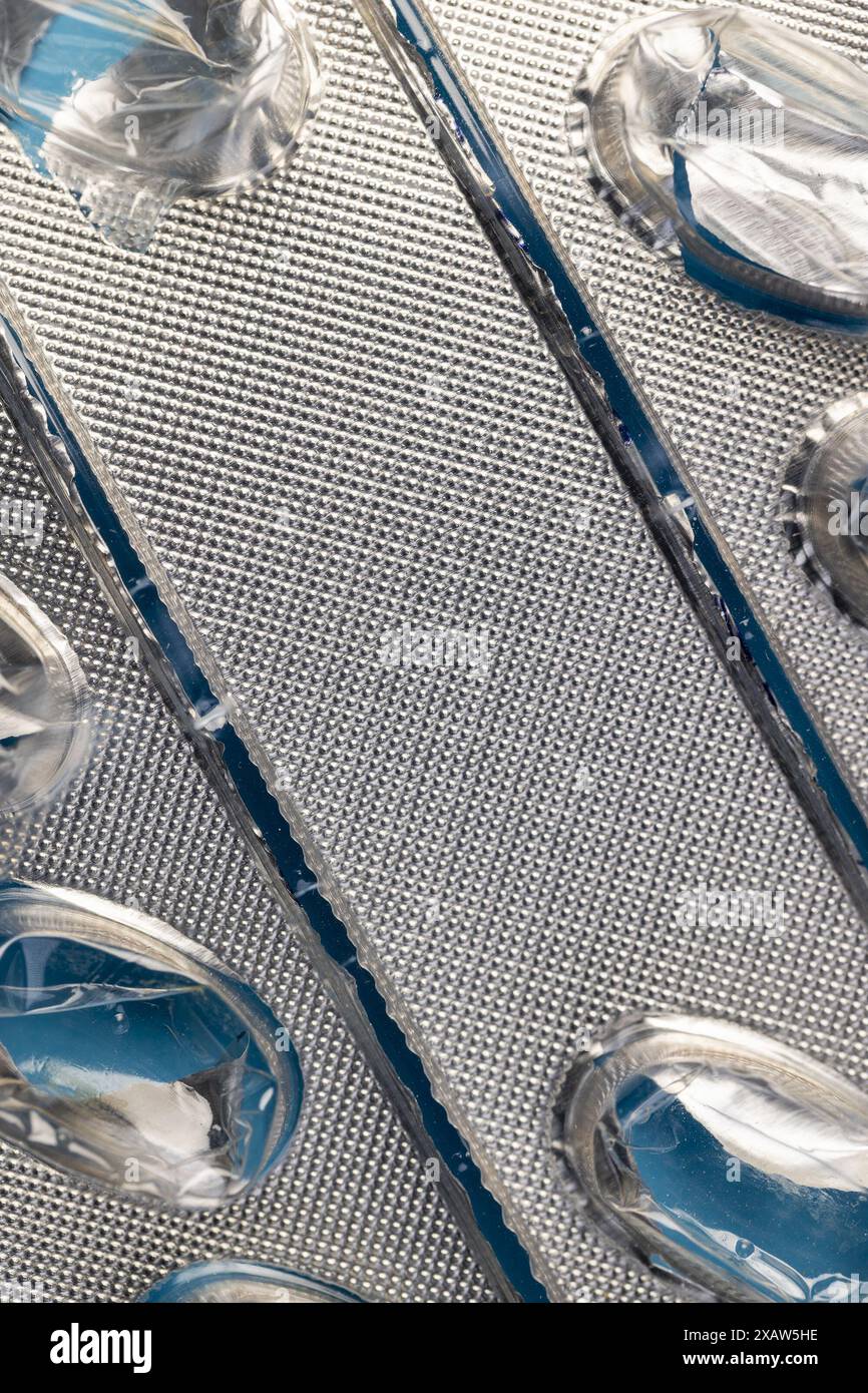 used empty plastic medicine packaging, empty damaged blister packaging ...