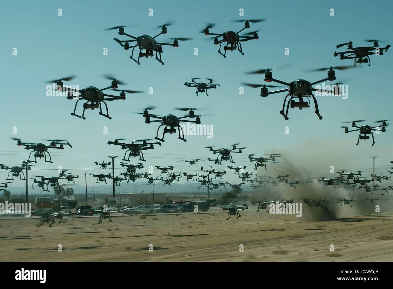 Drone Swarm Flying Over Military Training Ground Stock Photo - Alamy Drone Swarm Flying Over Military Training Ground Stock Photo - Alamy