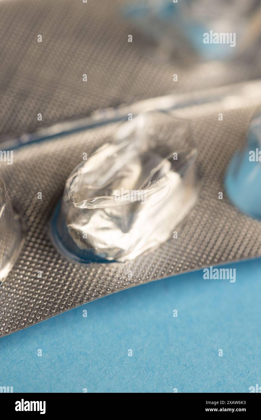 used empty plastic medicine packaging, empty damaged blister packaging ...