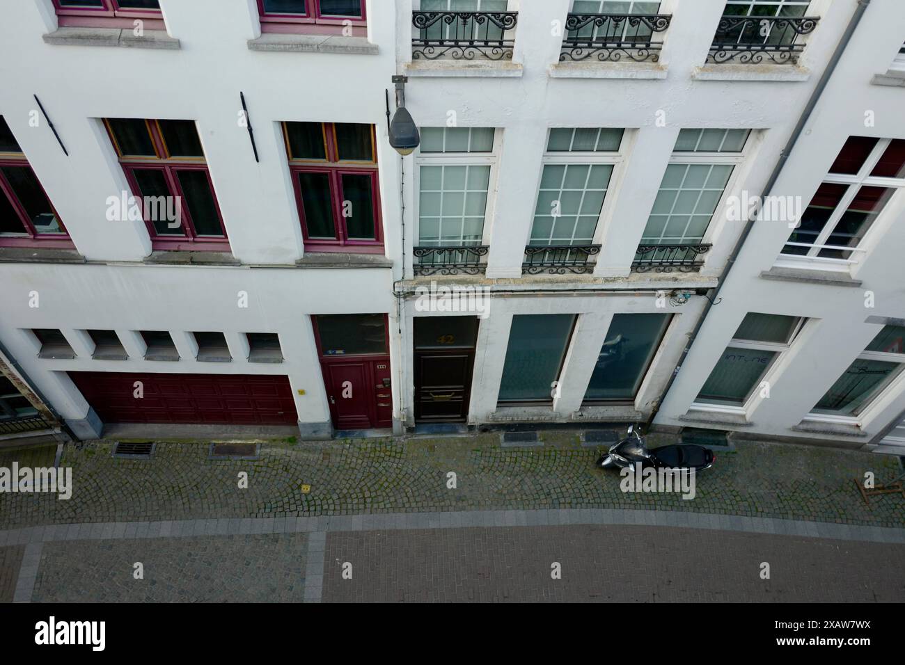 Aerial view of a narrow medieval alley in Antwerp Stock Photo - Alamy