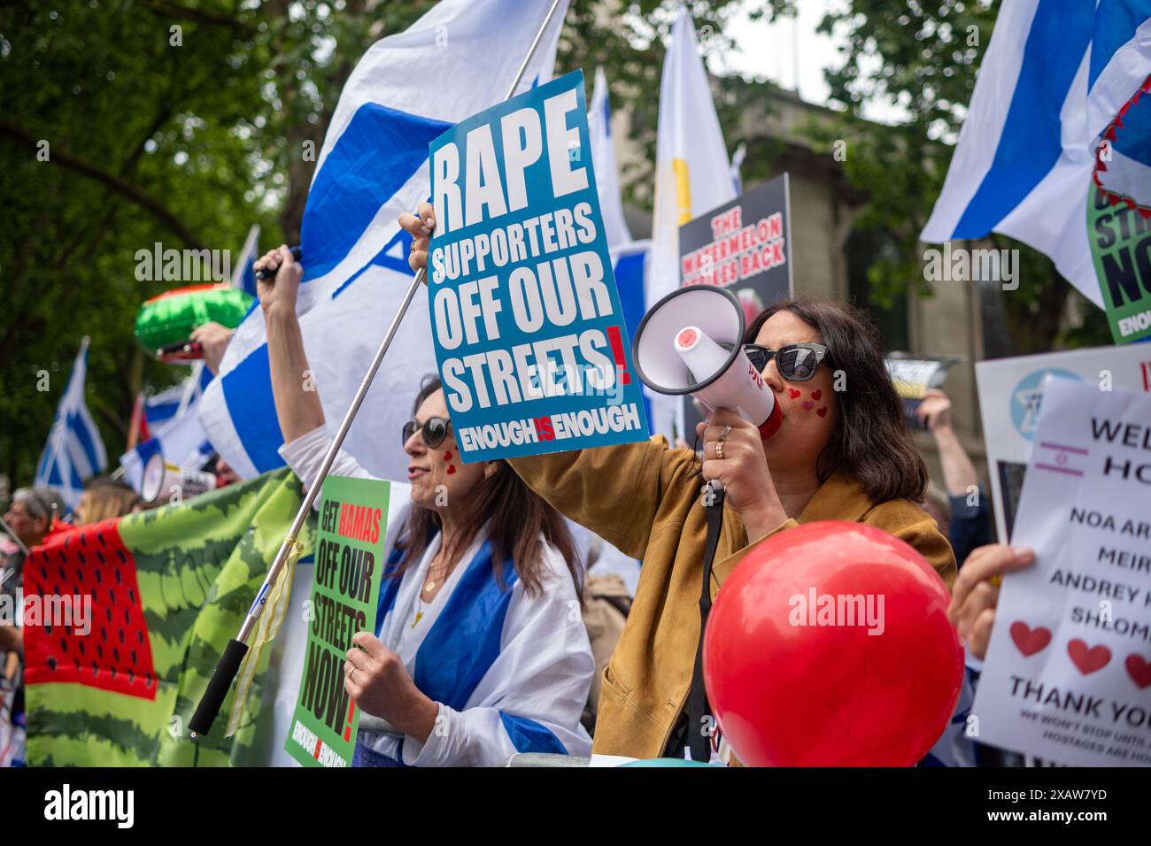 London / UK 08 JUN 2024. Jewish counter protest in London, leaded by ...