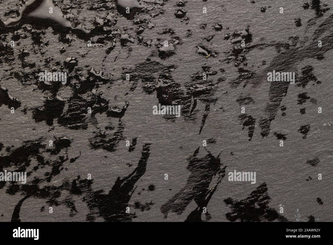 black wet slate close-up, black slate surface for serving in drops of ...