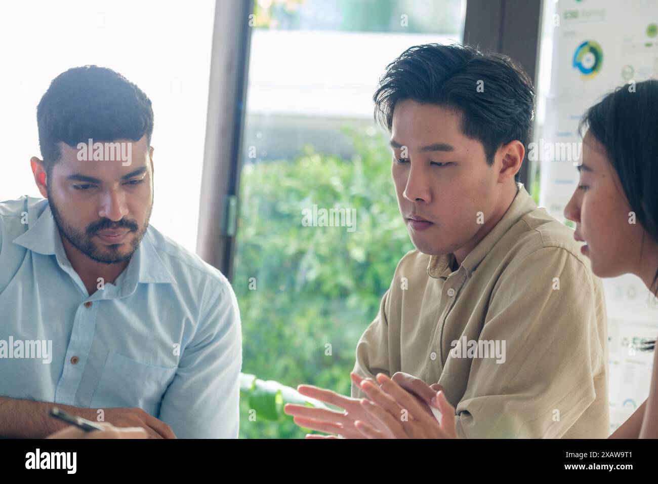 diversity team brainstorming discussion focused on ESG (environment,social,governance) for sdgs ...