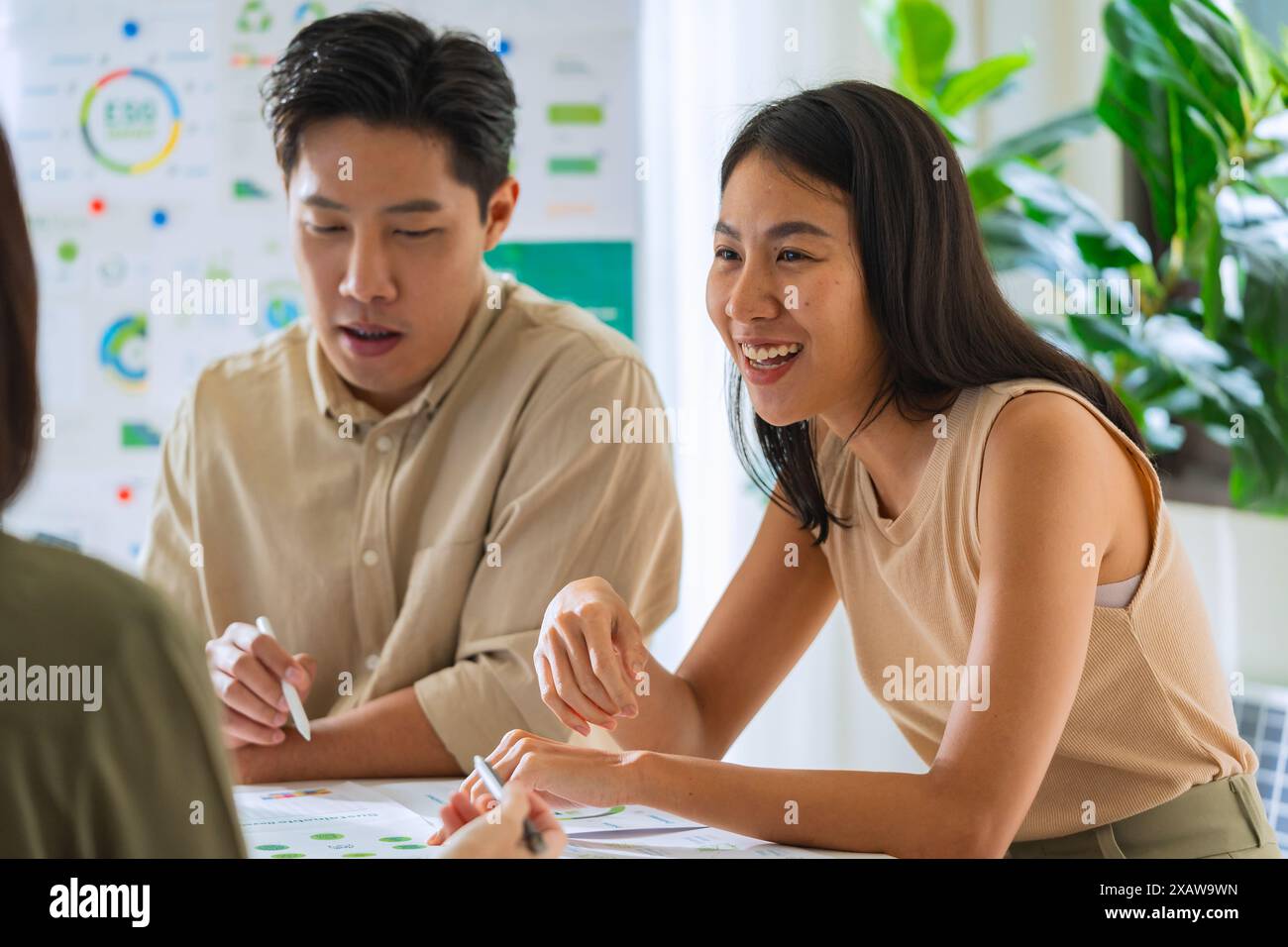 diversity team brainstorming discussion focused on ESG (environment,social,governance) for sdgs ...