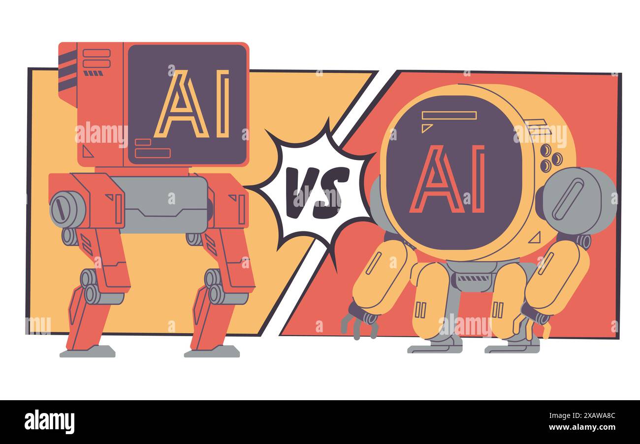 ai vs ai fight competition between two artificial intelligence versus ...