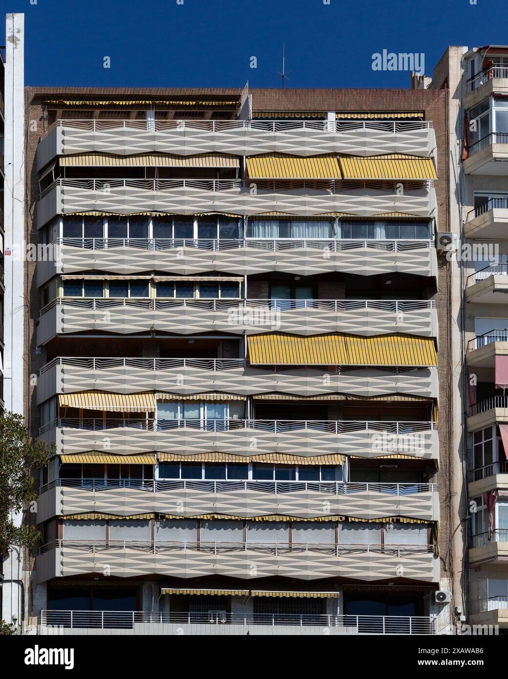 ALICANTE, SPAIN - MAY 21, 2024: Sun blinds on apartment building Stock ...