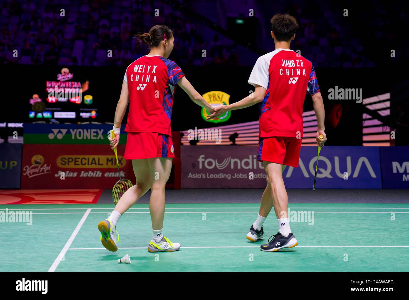 Jakarta, Indonesia. 08th June, 2024. JIANG Zhen Bang (R) and WEI Ya Xin ...