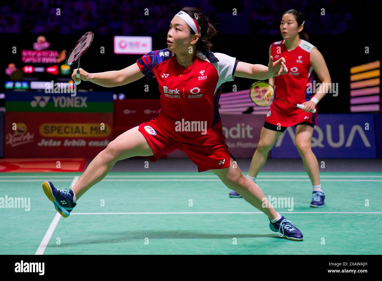 CHEN Qing Chen (Front) of China in action during the womens doubles ...