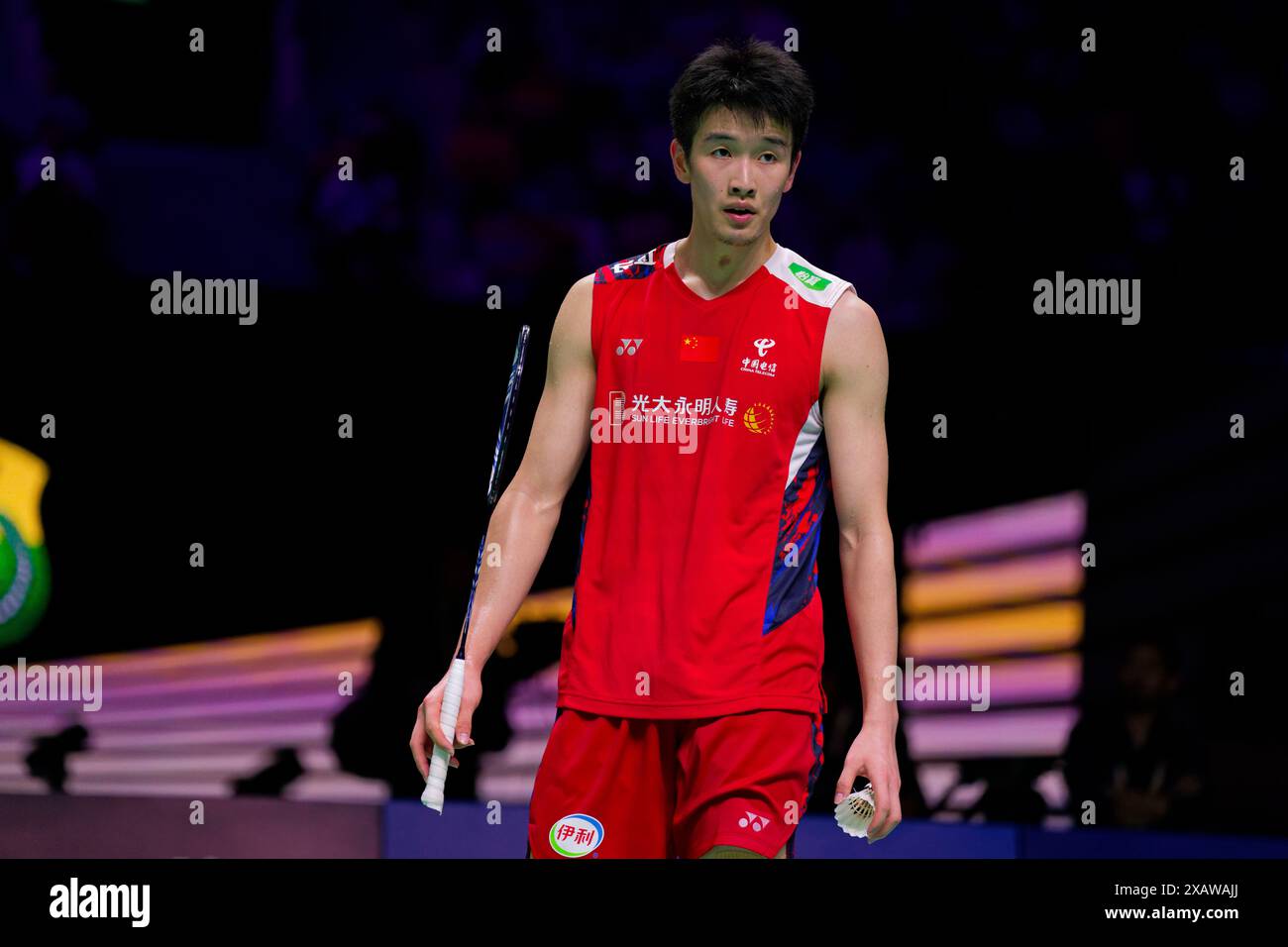 LI Shi Feng of China in action during the singles match on day five of ...