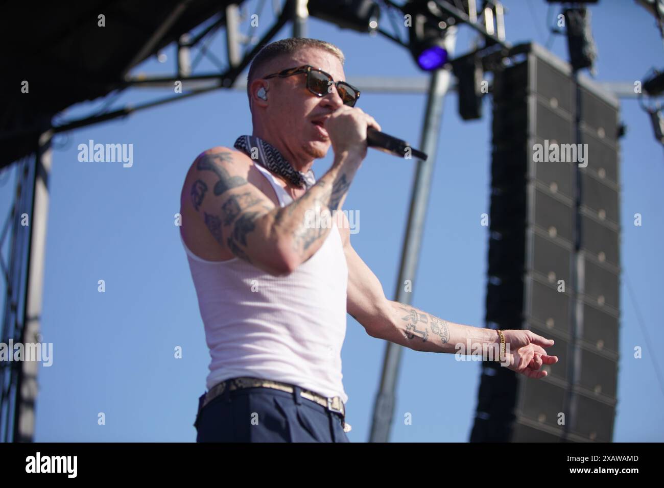 June 8, 2024, Humble, Texas, USA: Rapper Macklemore performs after the ...