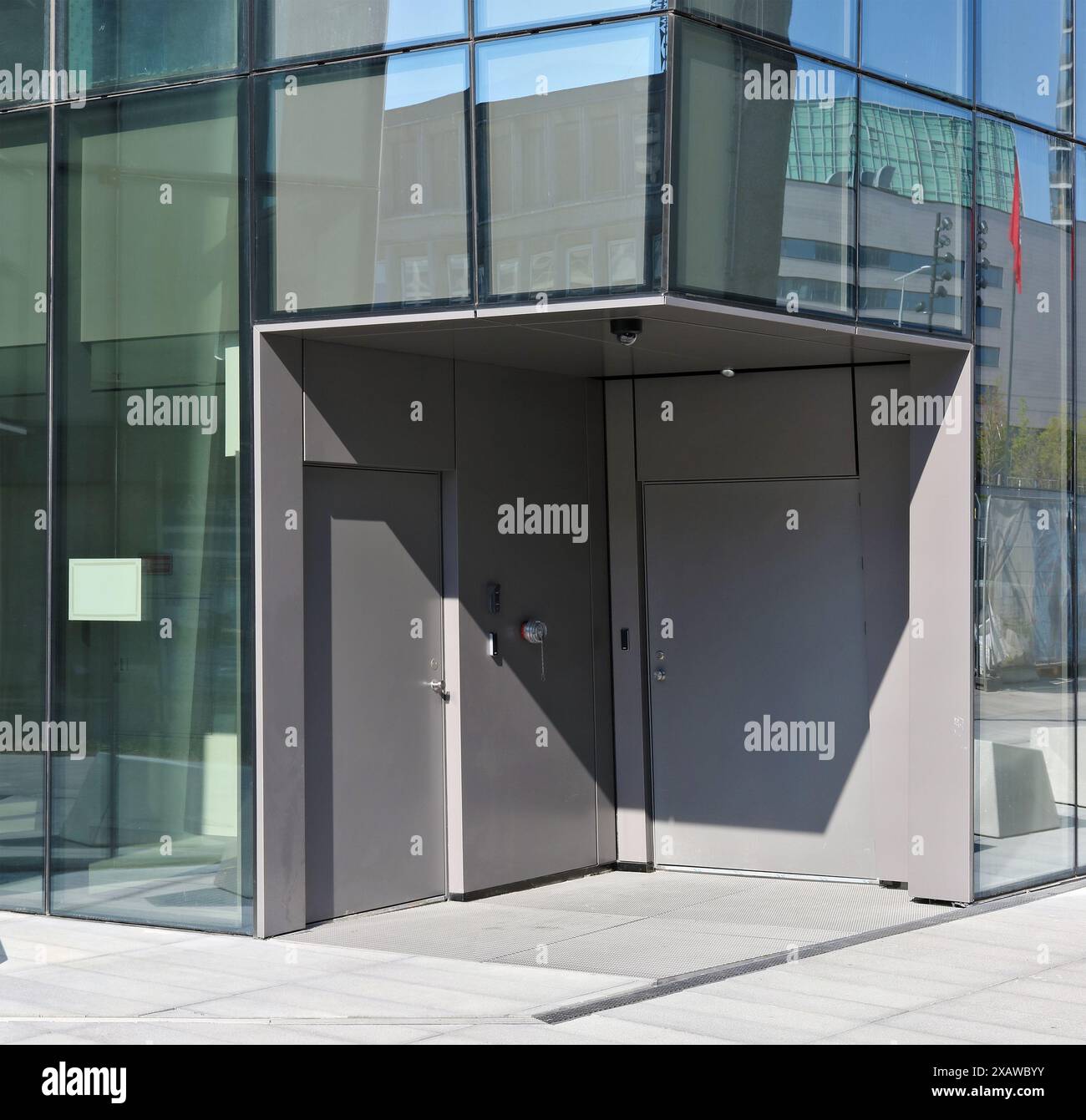 The service entrance to the office building is equipped with a fire ...