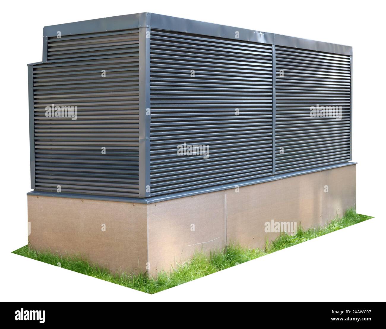Metal structure protects underground garage ventilation. Isolated on white Stock Photo - Alamy