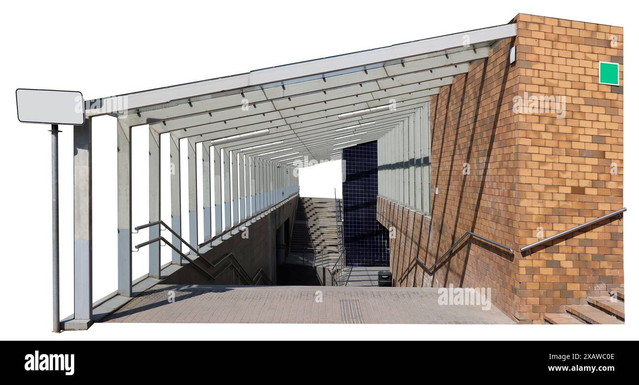 Entrance to the underground passage made of glass, steel and bricks ...