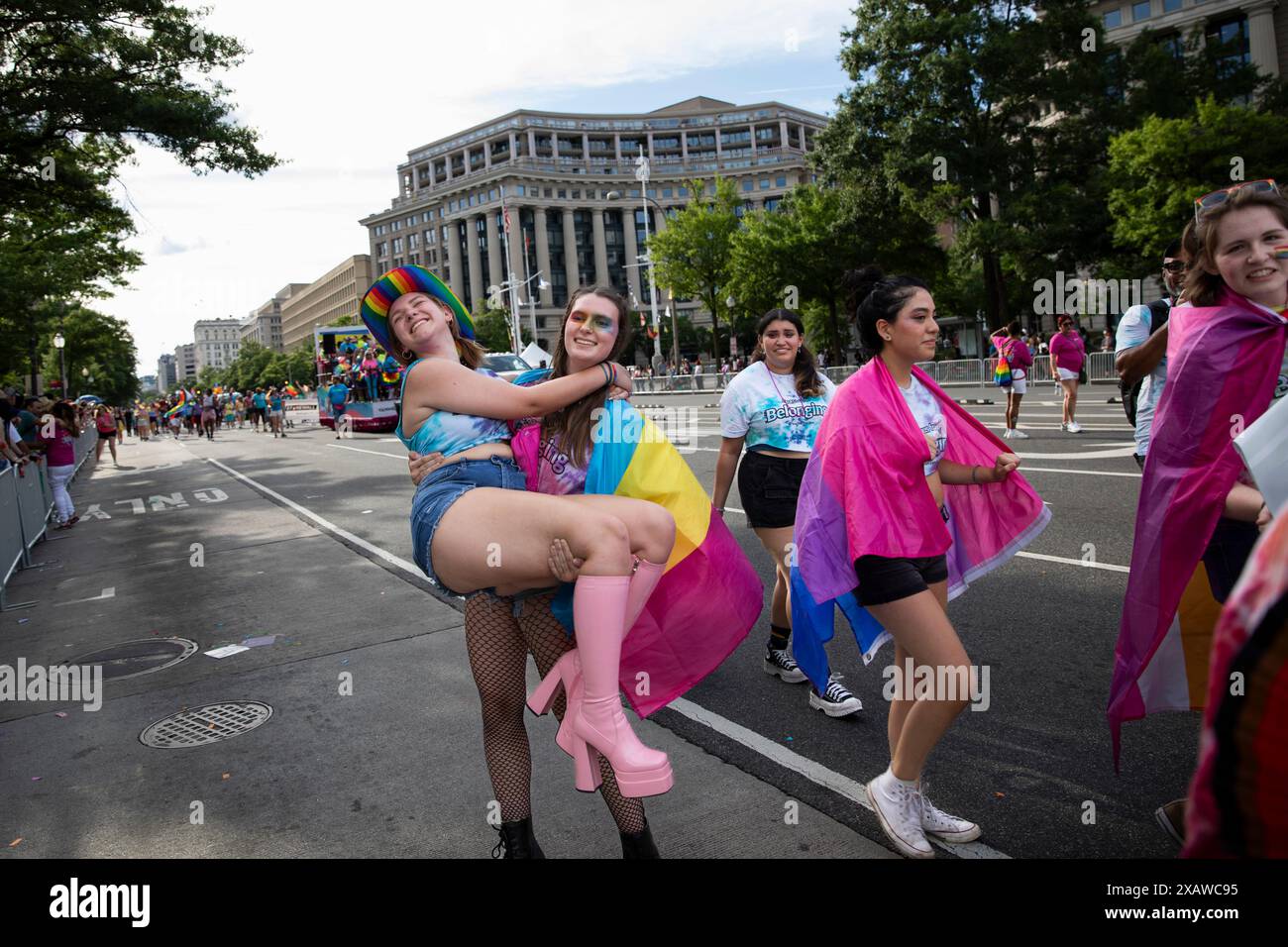 Supporters of LGBT rights and equality during the annual Pride Parade celebrations in Washington ...