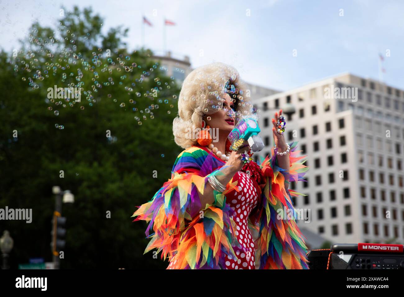 A supporter of LGBT rights and equality during the annual Pride Parade ...
