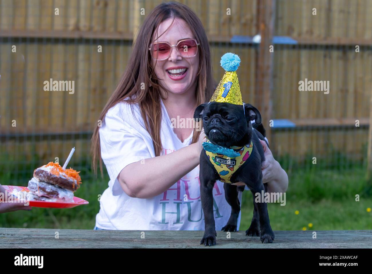 Milton Keynes,UK.8th June 2024, Owner Kerry wanted to give Jim a ...