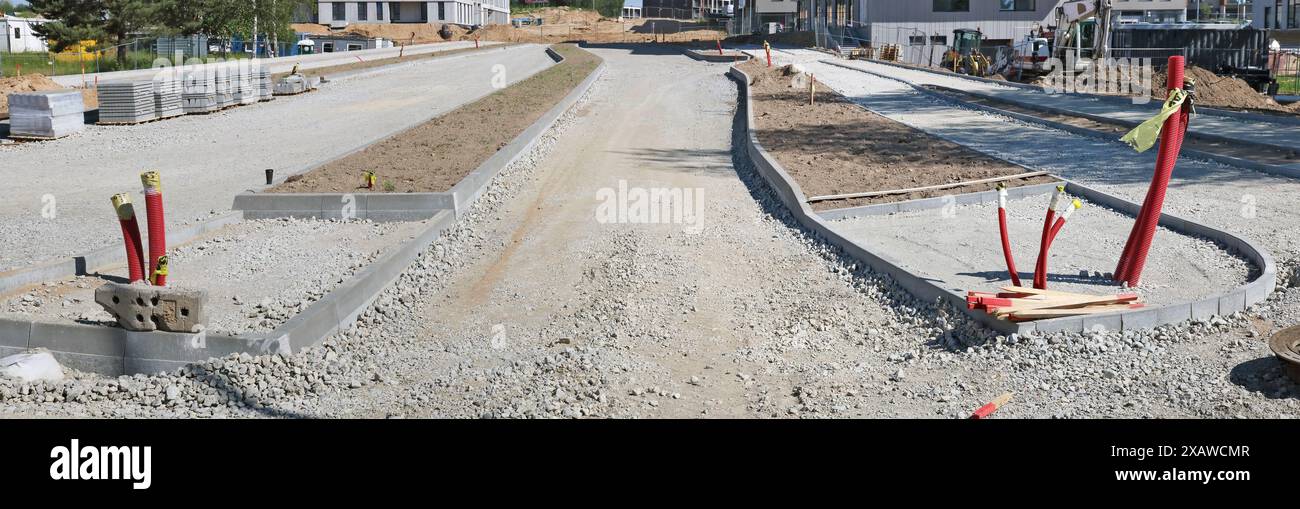 Construction of a road to a new residential area Stock Photo - Alamy