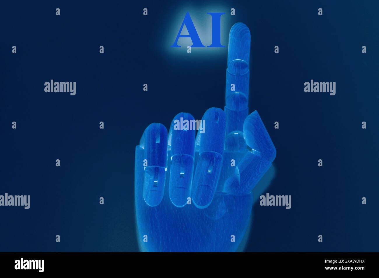 Robot hand indicating word "AI". technology smart robot science and ...