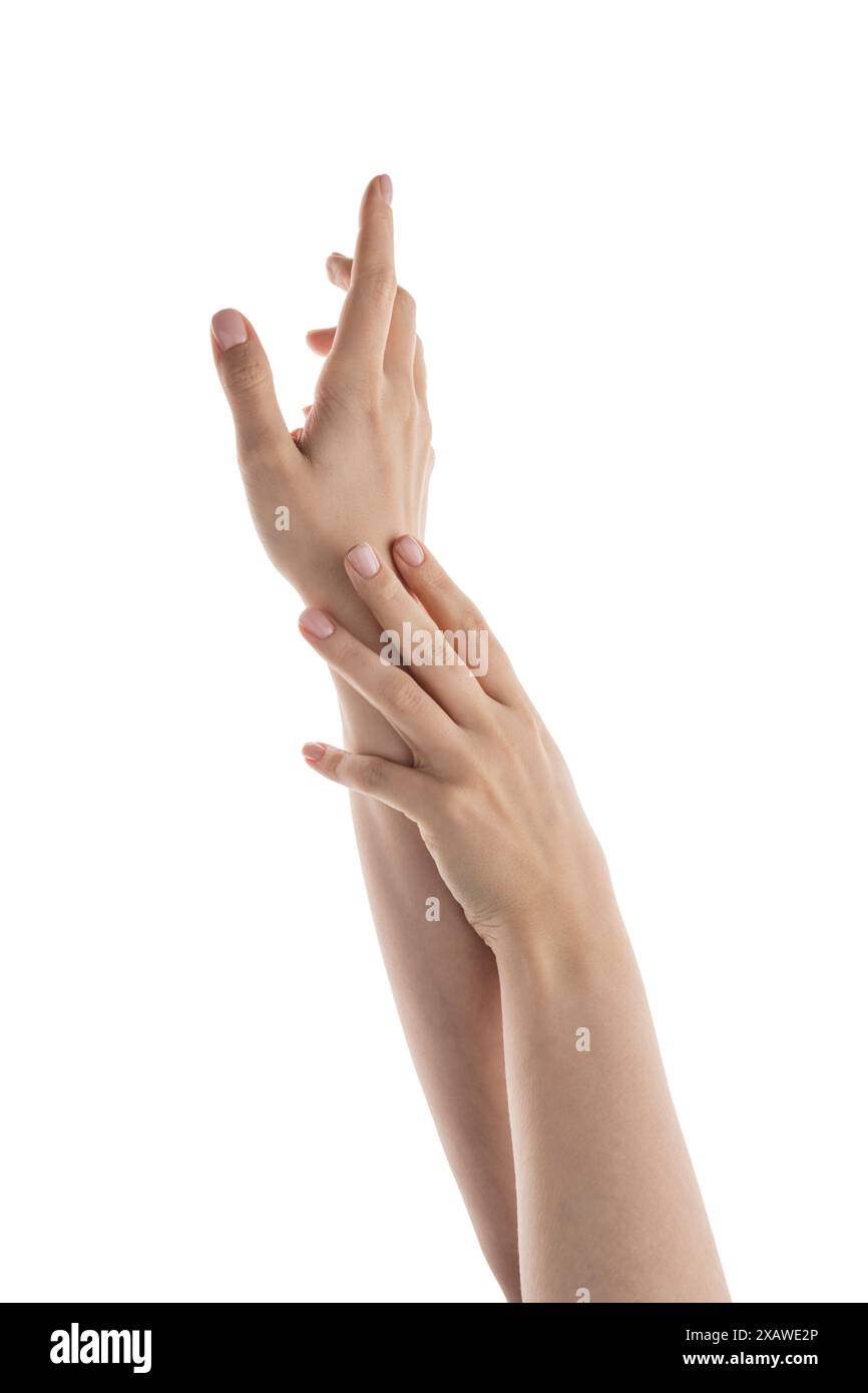 Female hands showing elegance isolated on white background Stock Photo ...