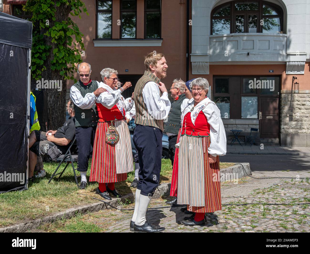 Folk dance group at Swedish National day celebration at the Olai Park ...