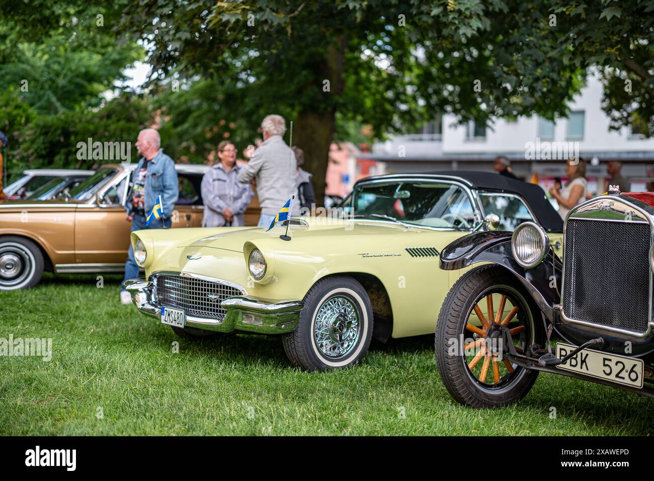 Yellow Ford Thunderbird 1957 at Swedish National day celebration in the ...
