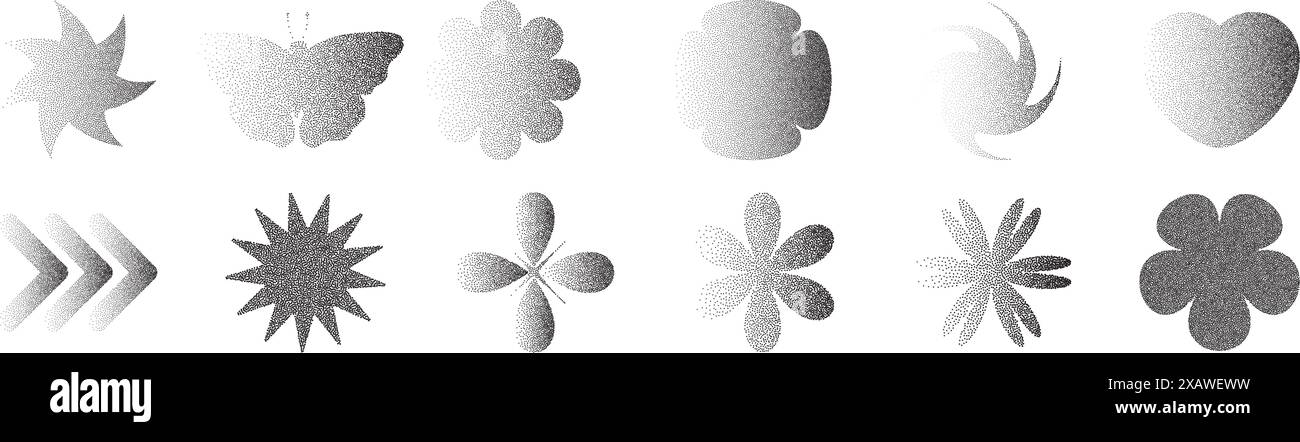 Modern y2k design elements with retro noise stipple dots. Vector ...