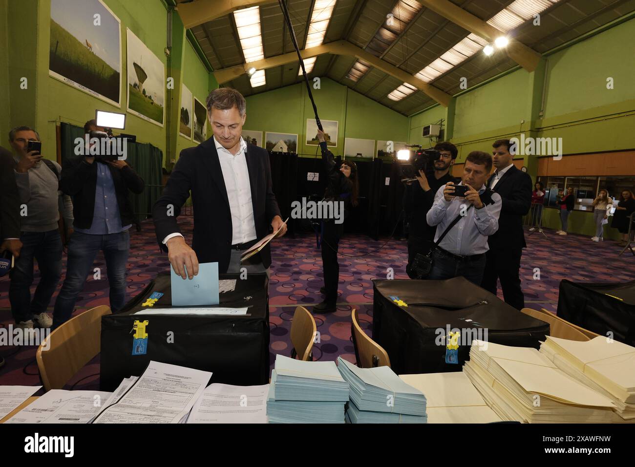 Brakel, Belgium. 09th June, 2024. Belgian Prime Minister Alexander De ...