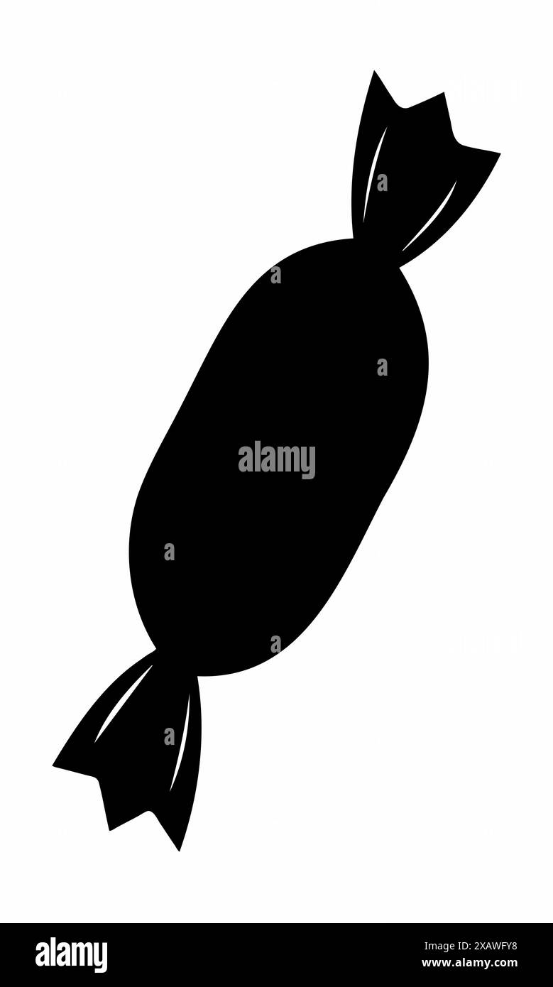 Black silhouette of a candy. Isolated on white backdrop. Simple design ...