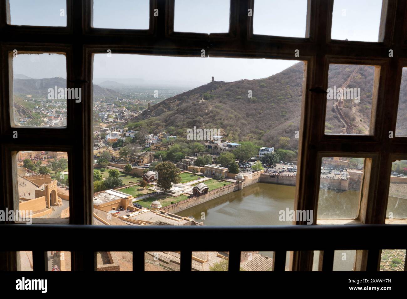 Jaipur, India: Amer Fort or Amber Fort. View from the fortress into the ...