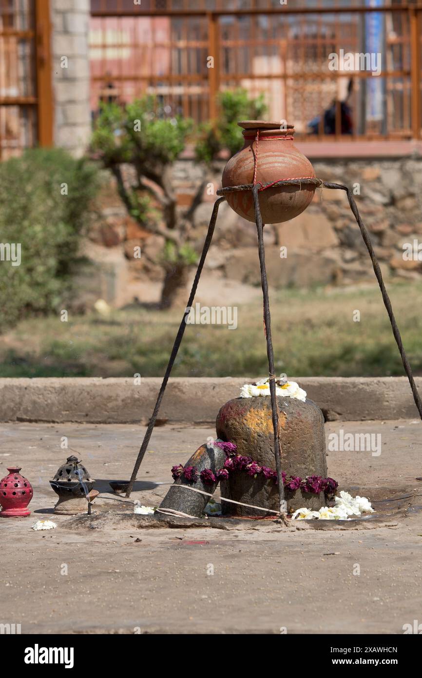 Patan, India, March 15th 2024: small shrine to the gods at the roadside ...