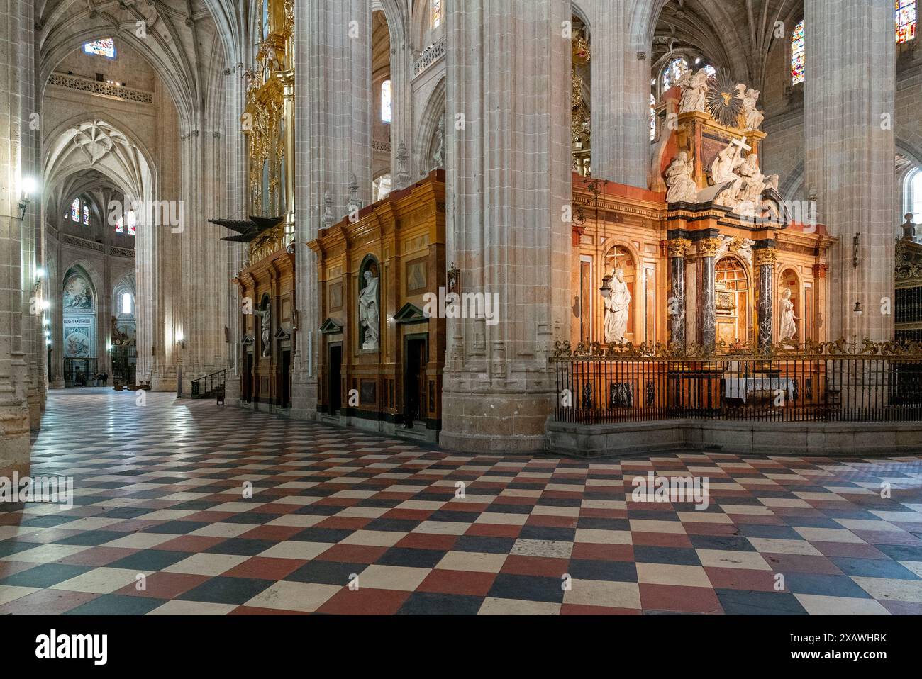 Segovia, Spain - 7 April, 2024: view of the side nave and retrochoir of ...