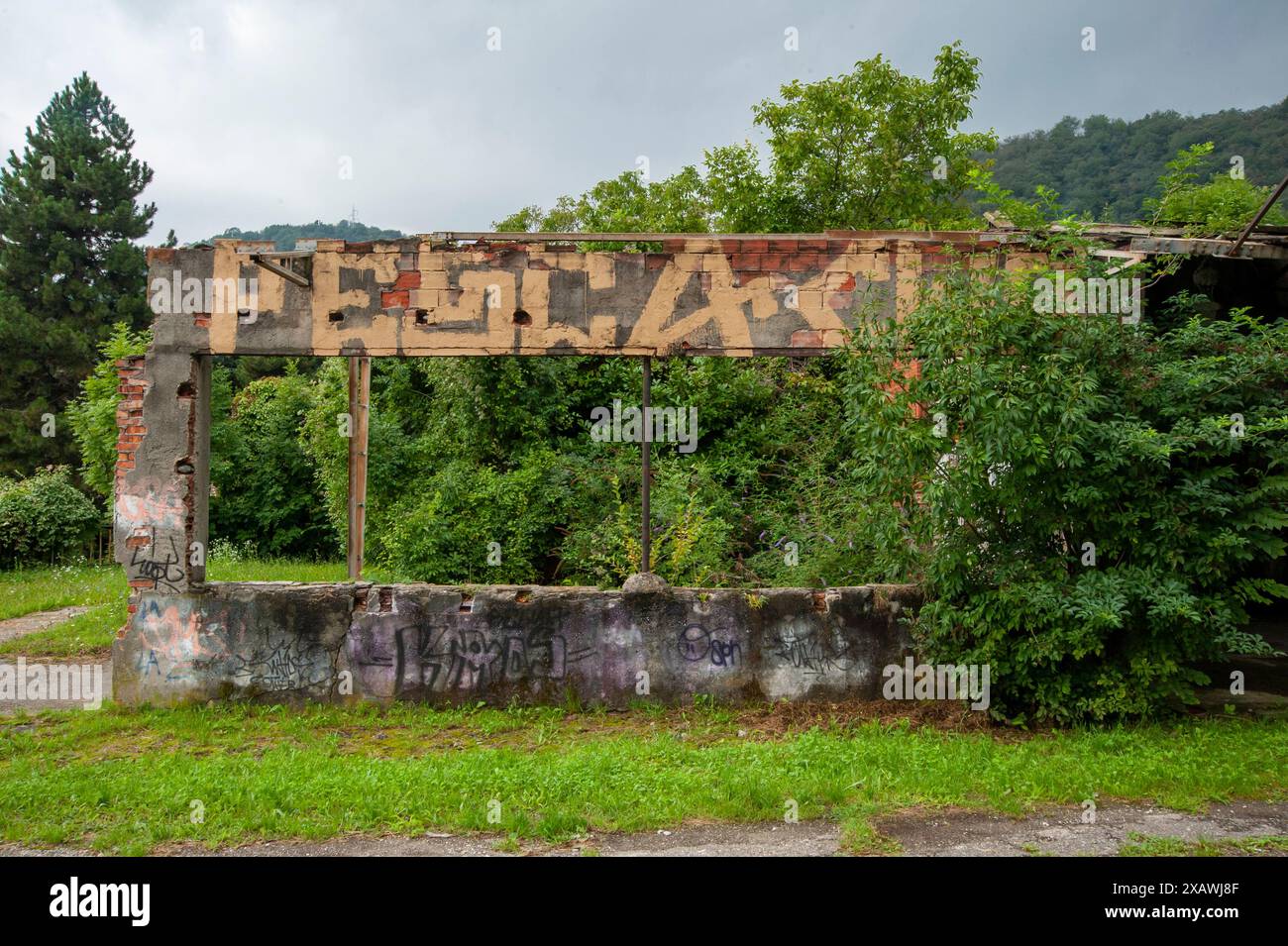 Consonno. Italy. Panorama, exterior day, view of abandoned and degraded ...