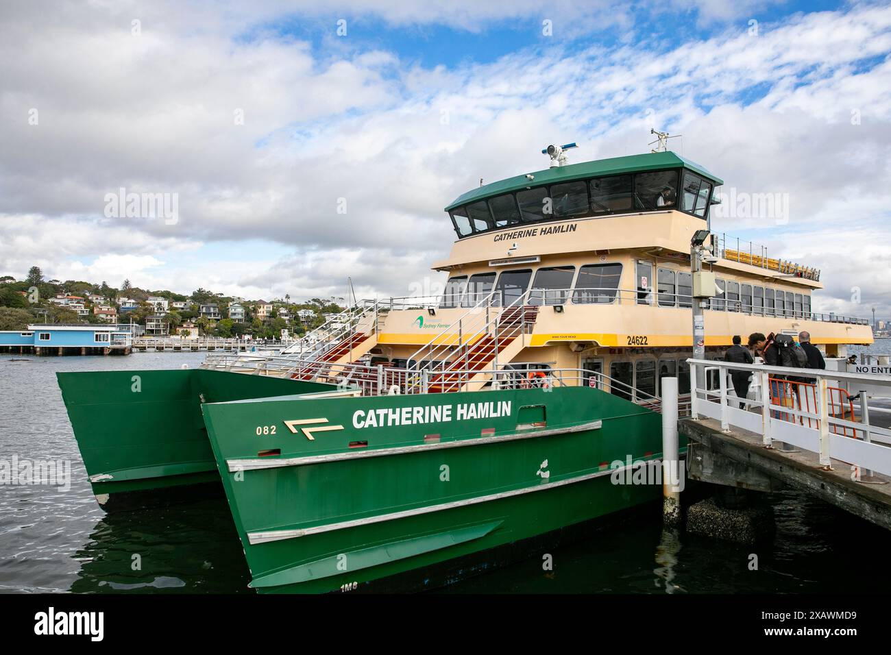 Watsons Bay ferry wharf, Sydney ferry Catherine Hamlin moored berthed ...