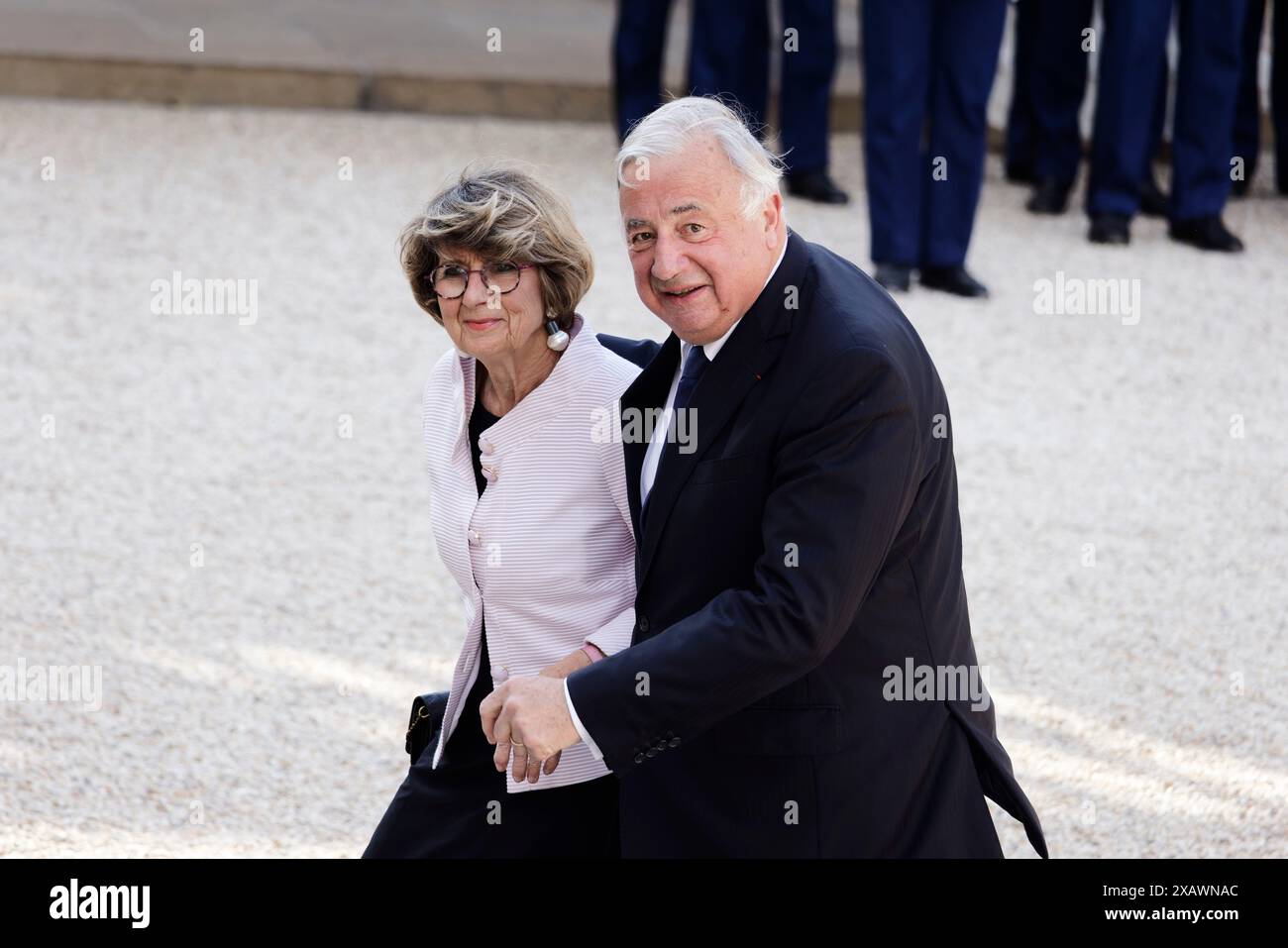 Paris, France. 8th June, 2024. Gérard Larcher and Christine Weiss ...