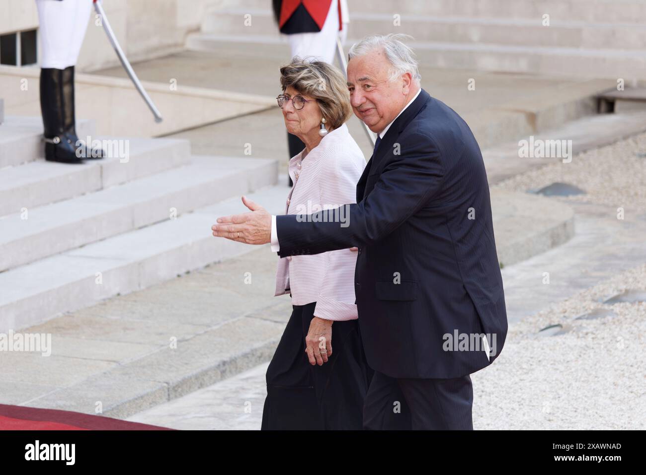 Paris, France. 8th June, 2024. Gérard Larcher and Christine Weiss ...