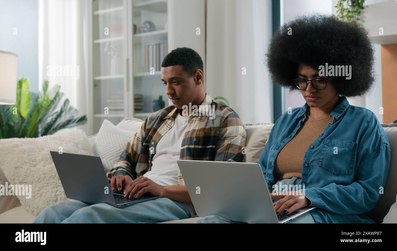 African American gadget addict couple internet addicted husband and ...