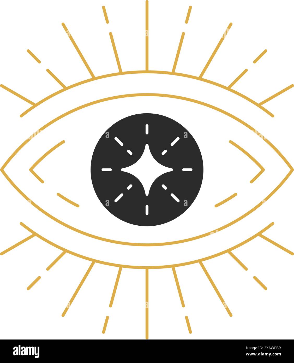 Magic eye with star hand drawn silhouette vector illustration ...