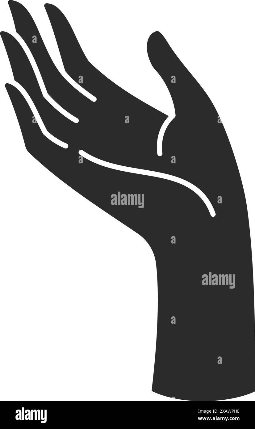 Magic woman hand palm gesture and fingers silhouette vector ...