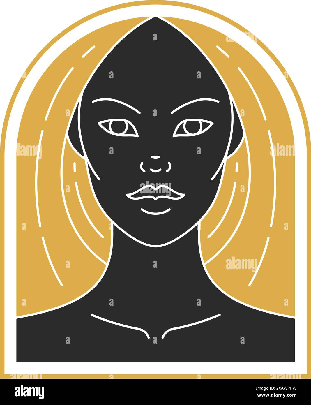 Magic elegant woman portrait with hairs silhouette vector illustration ...