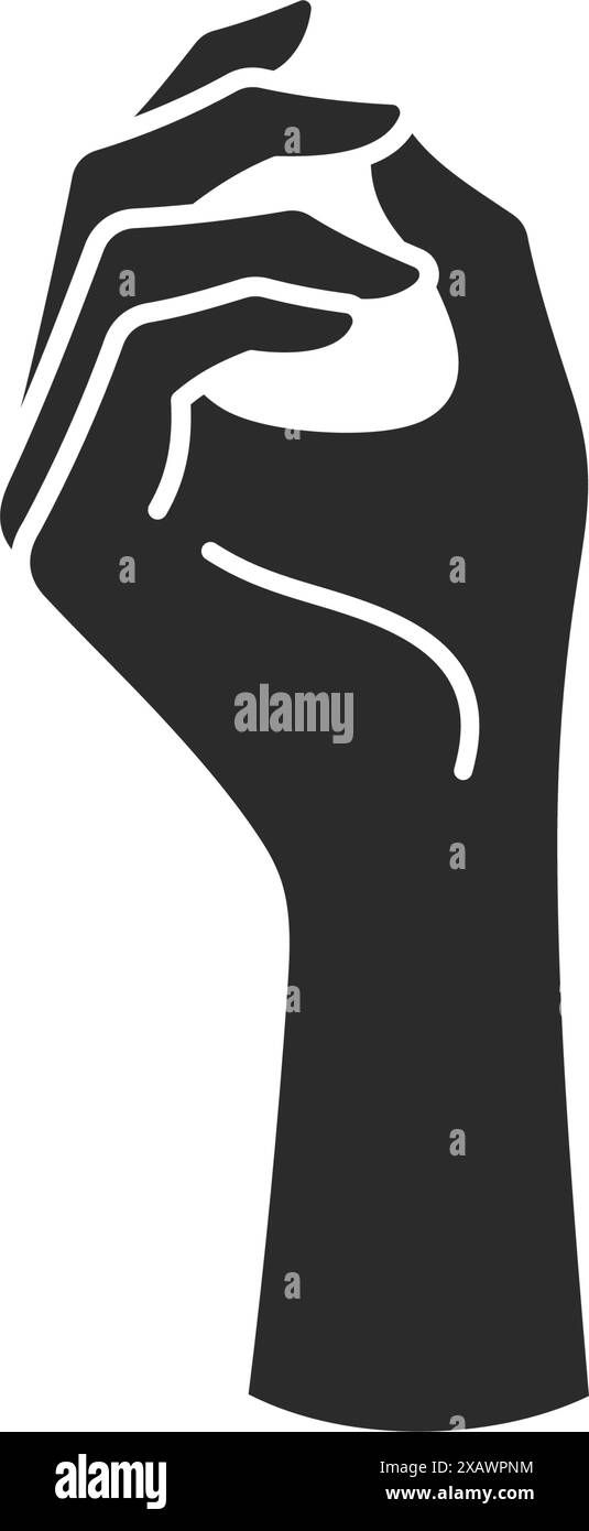 Magic woman hand palm gesture and fingers silhouette vector ...