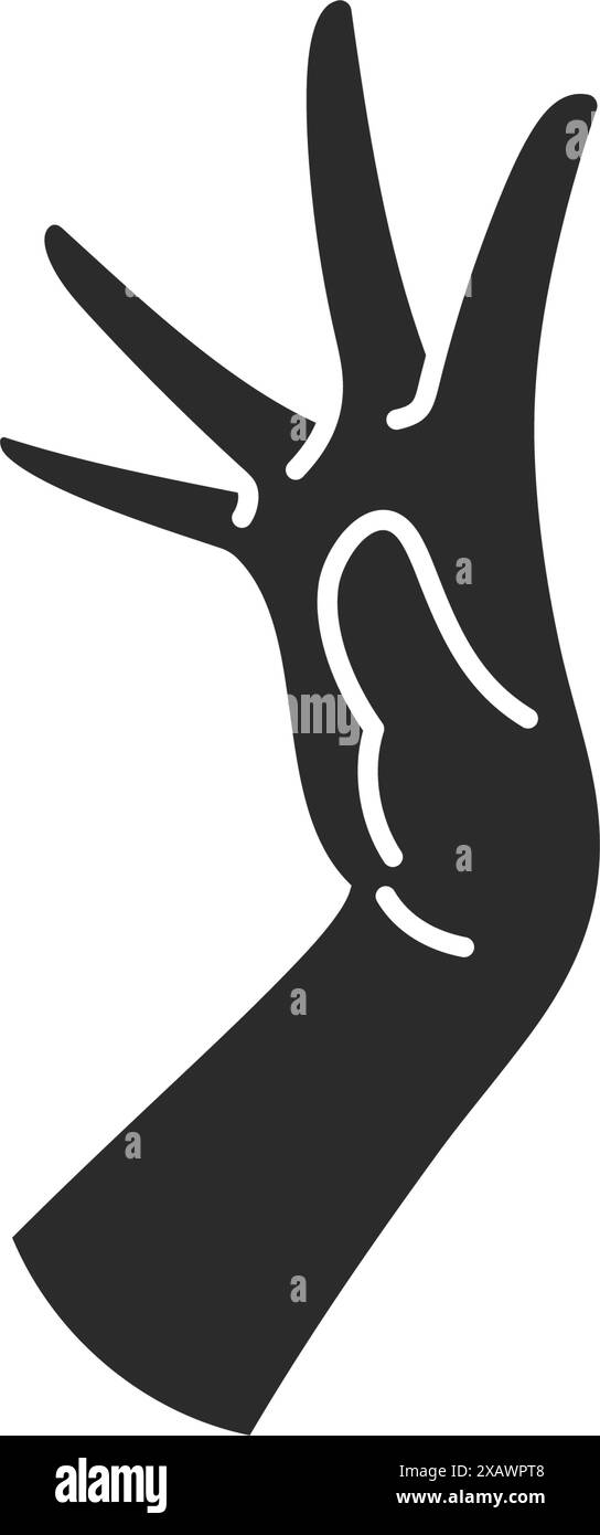 Magic woman hand palm gesture and fingers silhouette vector ...