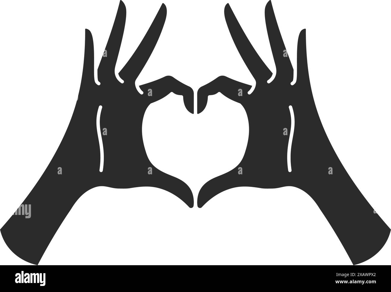 Female gesture hands showing heart shape silhouette drawing style ...