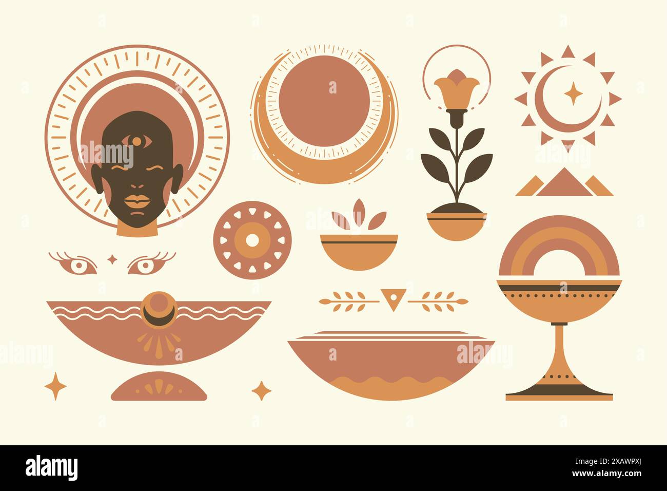 Abstract african ethnic decorative design elements set vector ...