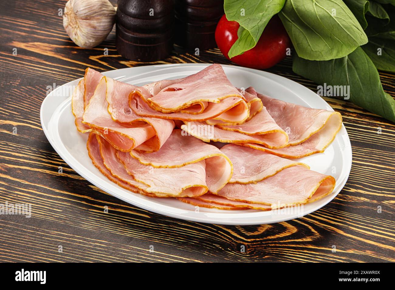 Italian sausage Prosciutto cotto ham appetizer Stock Photo - Alamy