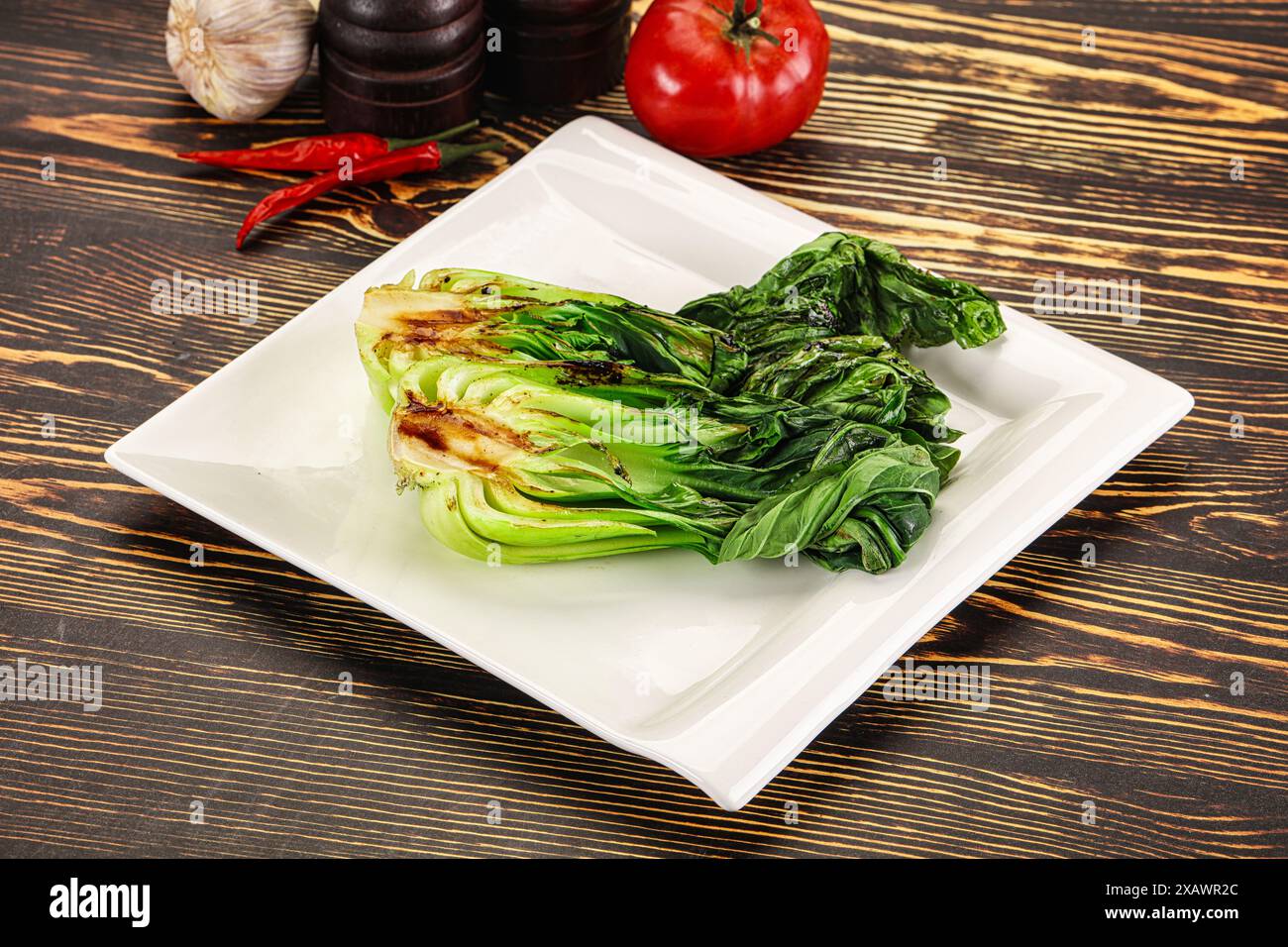 Asian grilled Pak Choy salad snack Stock Photo - Alamy