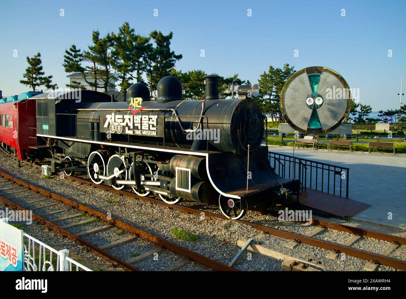 Gangneung, South Korea - May 18th, 2024: A historic steam locomotive is ...