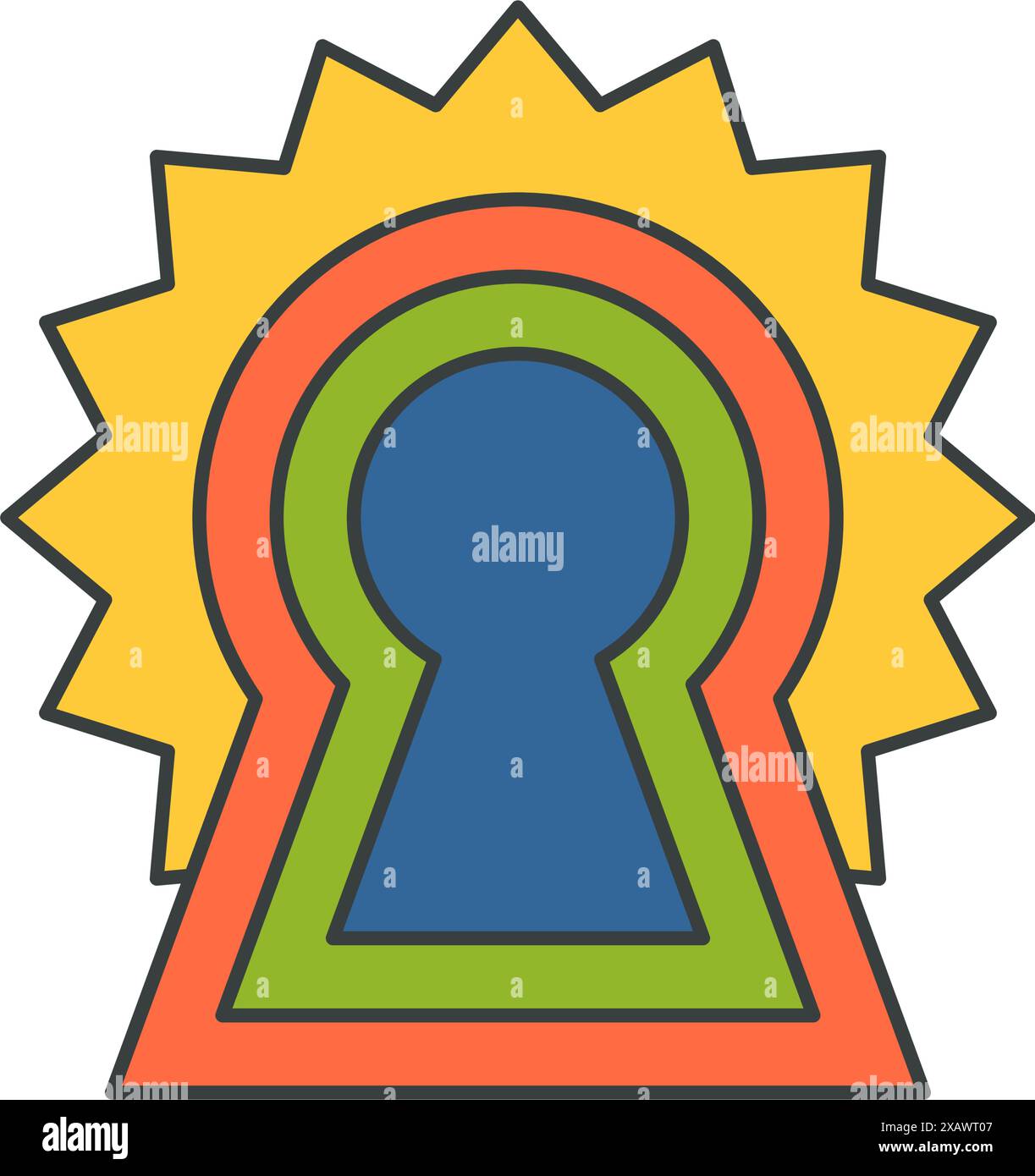 Abstract explosion angled rainbow lock key hole pop art groovy t shirt ...